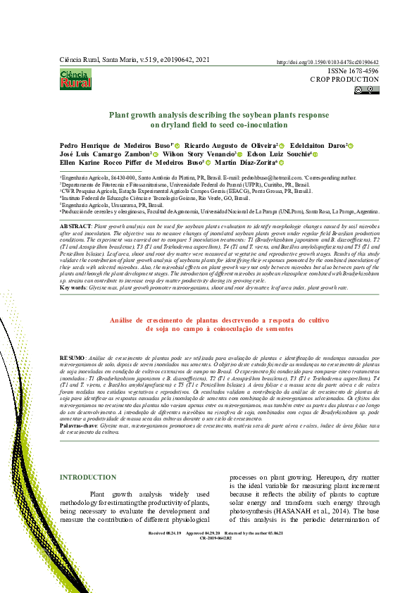 (PDF) Plant growth analysis describing the soybean plants response on ...