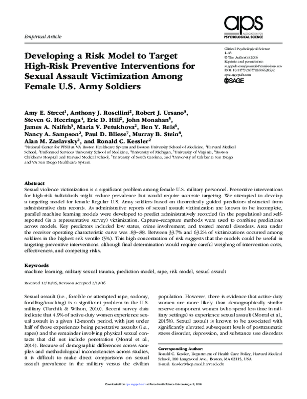 (PDF) Developing a Risk Model to Target High-Risk Preventive ...