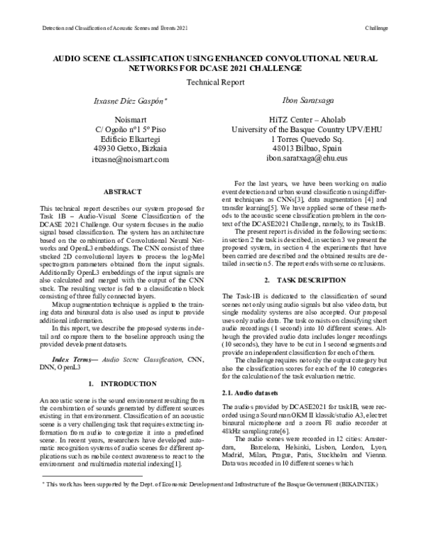 Pdf Audio Scene Classification Using Enhanced Convolutional Neural