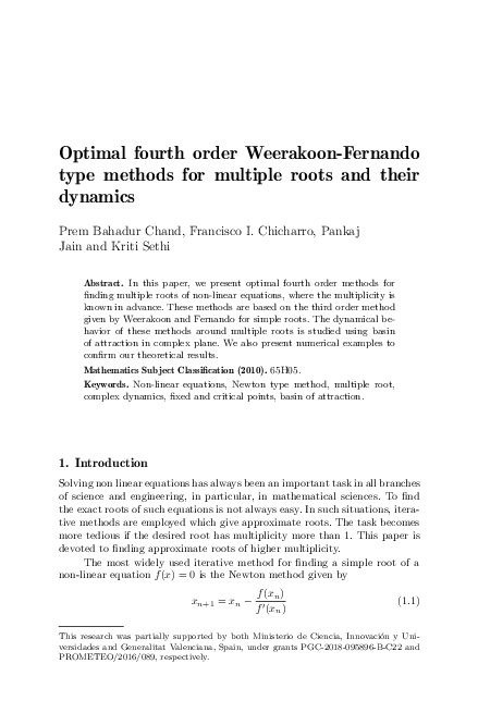 (PDF) Optimal Fourth-Order Weerakoon–Fernando-Type Methods for Multiple Roots and Their Dynamics ...