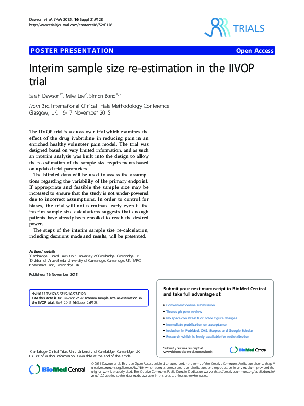 (PDF) Interim sample size re-estimation in the IIVOP trial