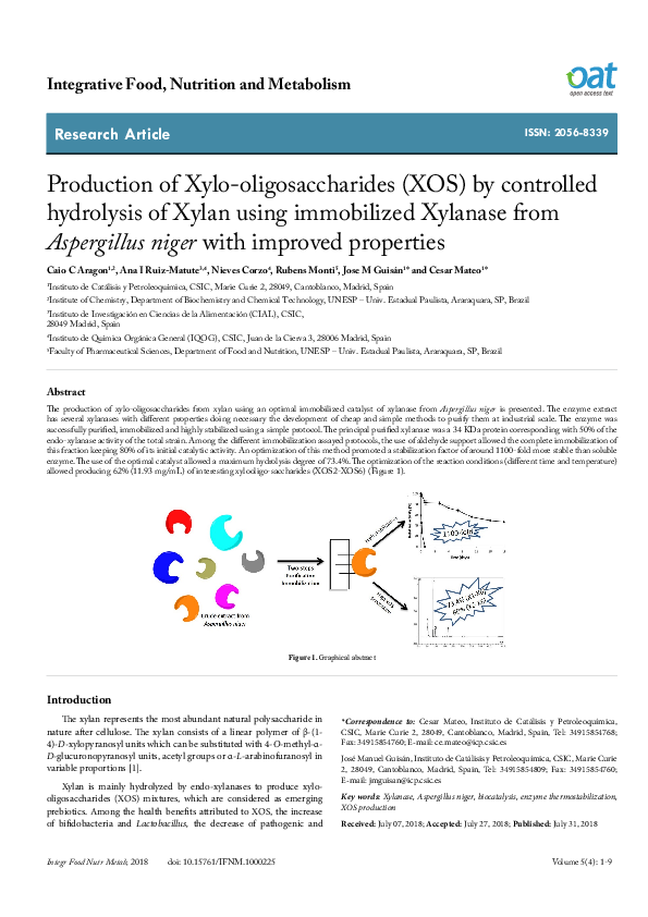 (PDF) Production of Xylo-oligosaccharides (XOS) by controlled hydrolysis of Xylan using ...