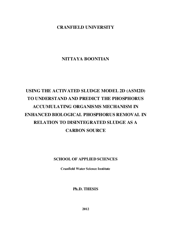 (PDF) Using the activated sludge model 2d (ASM2d) to understand and ...