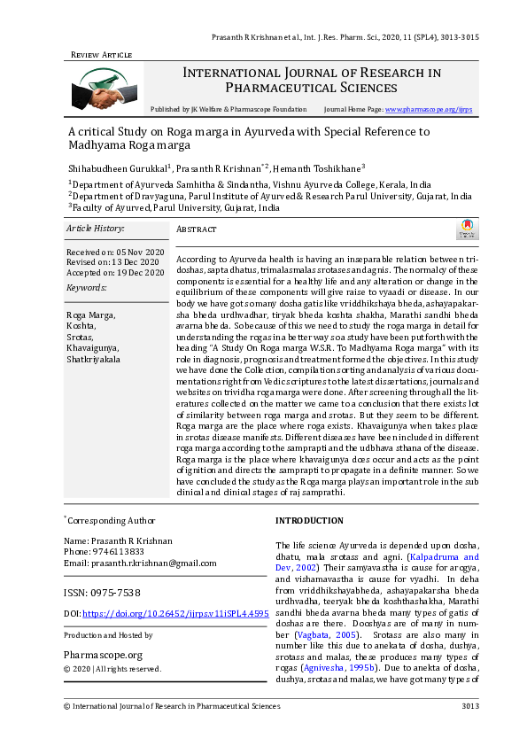 (PDF) A critical Study on Roga marga in Ayurveda with Special Reference ...
