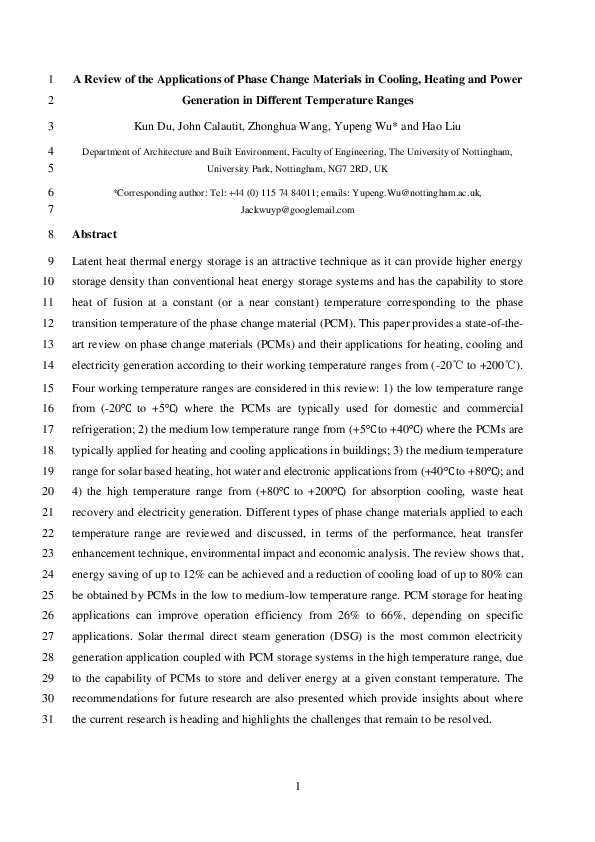 (PDF) A review of the applications of phase change materials in cooling ...
