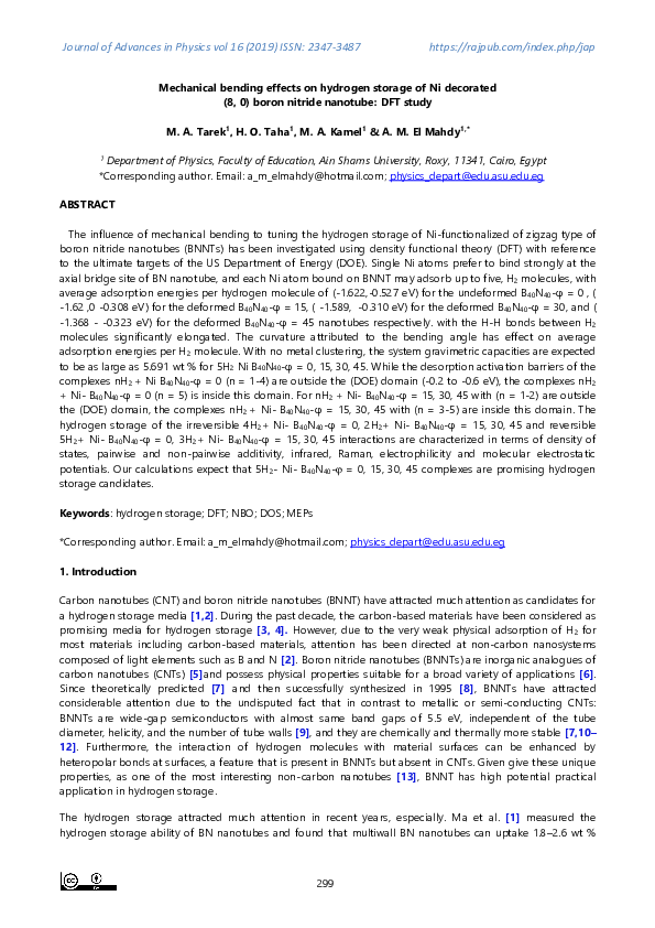 (PDF) Mechanical bending effects on hydrogen storage of Ni decorated (8 ...