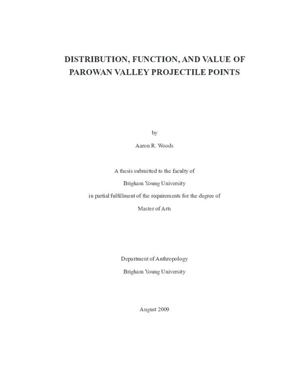 (PDF) Distribution, Function, and Value of Parowan Valley Projectile Points