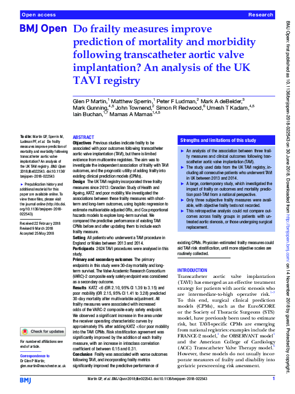 (PDF) Do frailty measures improve prediction of mortality and morbidity ...