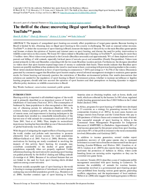 (PDF) The thrill of the chase: uncovering illegal sport hunting in ...