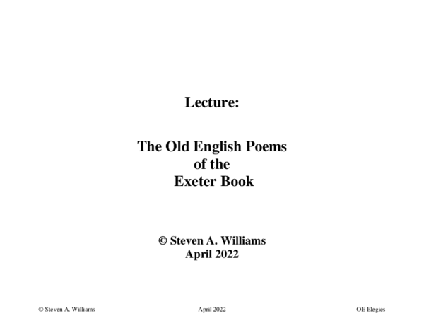 (PDF) The Old English Poems of the Exeter Book