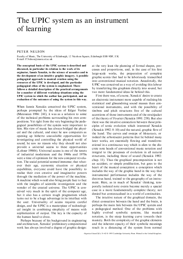 (PDF) The UPIC system as an instrument of learning