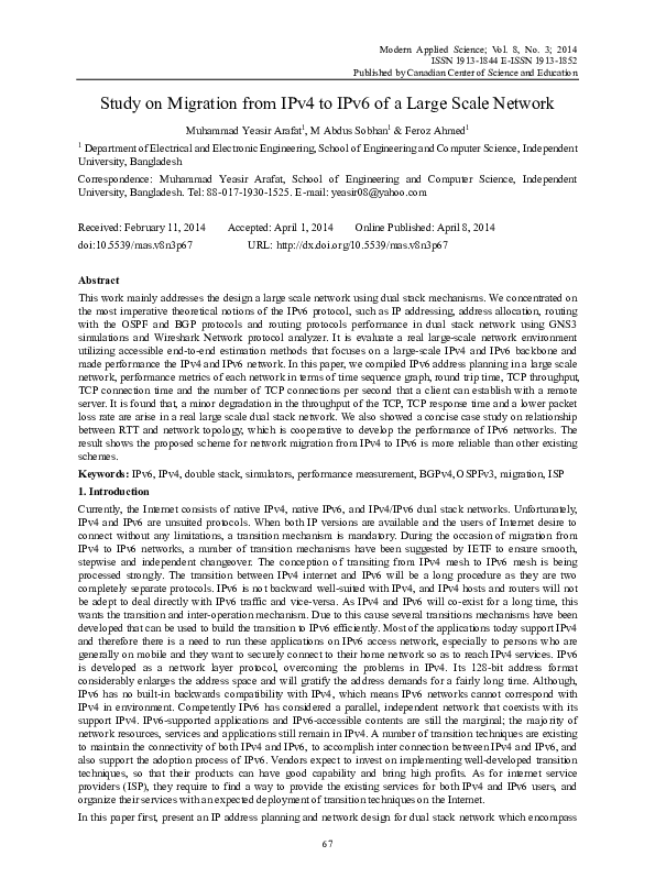 (PDF) Study on Migration from IPv4 to IPv6 of a Large Scale Network