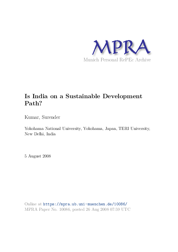 (PDF) Is India on a Sustainable Development Path?