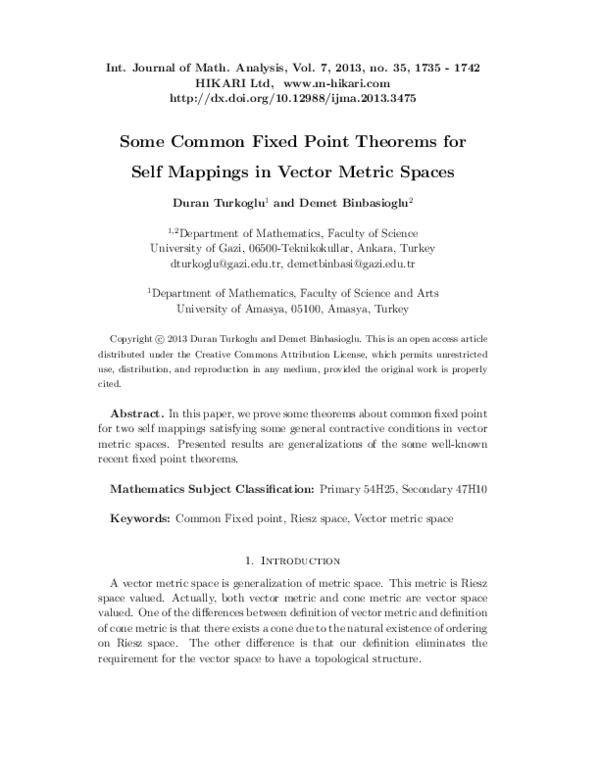 Pdf Some Common Fixed Point Theorems For Selfmappings Satisfying Two