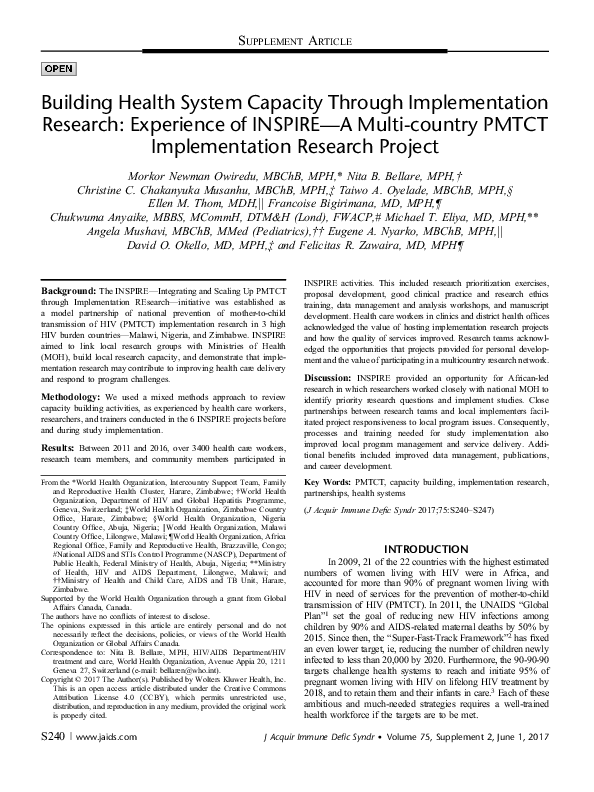 (PDF) Building Health System Capacity Through Implementation Research ...