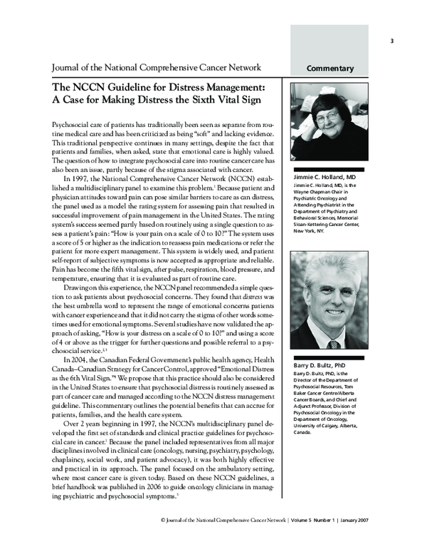 (PDF) The NCCN Guideline for Distress Management: A Case for Making ...