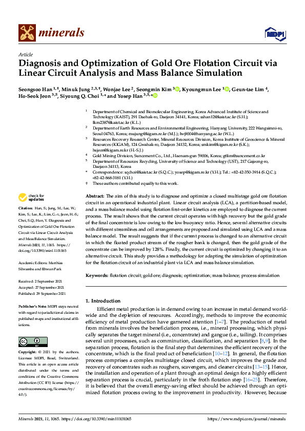 (PDF) Diagnosis and Optimization of Gold Ore Flotation Circuit via Linear Circuit Analysis and ...