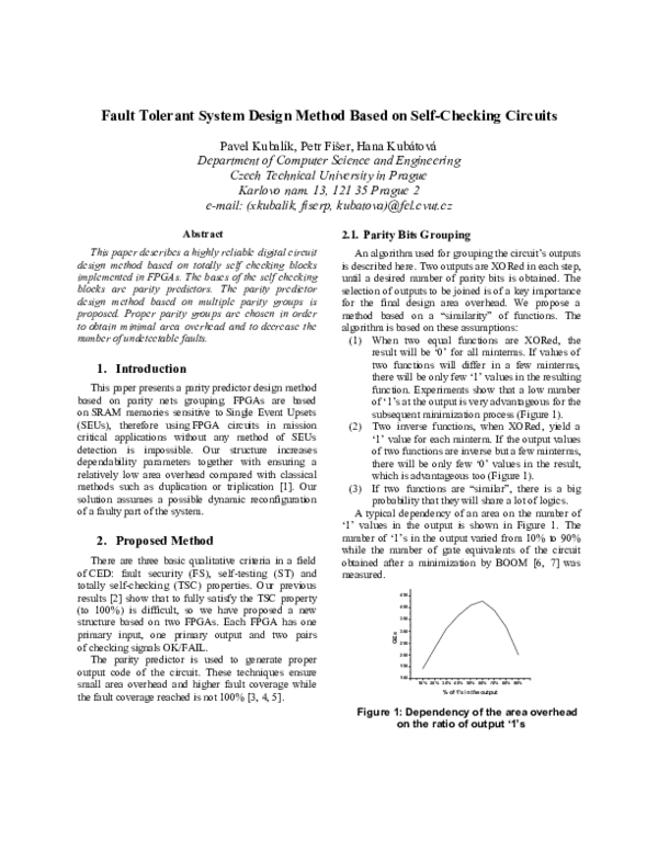 (PDF) Fault Tolerant System Design Method Based on Self-Checking Circuits