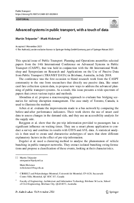 (PDF) Advanced systems in public transport, with a touch of data