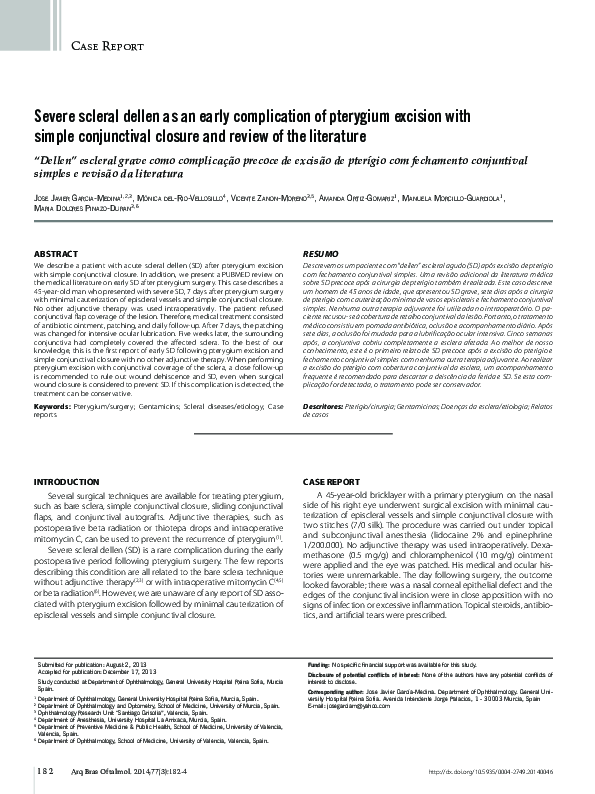 (PDF) Severe scleral dellen as an early complication of pterygium ...