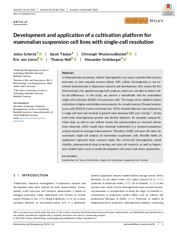 (PDF) Development and application of a cultivation platform for ...