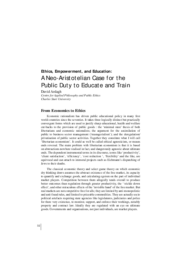 (PDF) Ethics , Empowerment,and Education: A neo-Aristotelian case for ...
