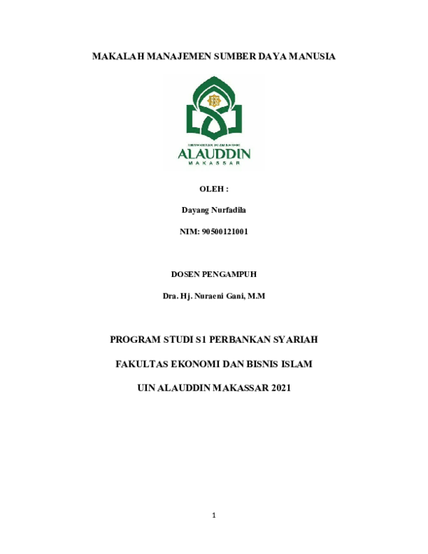 (PDF) MAKALAH MANAJEMEN SUMBER DAYA MANUSIA