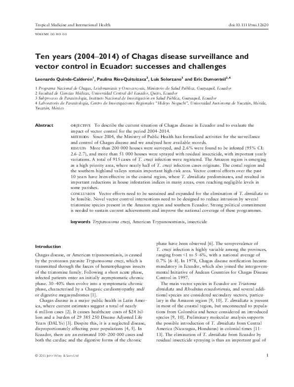 (PDF) Ten years (2004-2014) of Chagas disease surveillance and vector ...