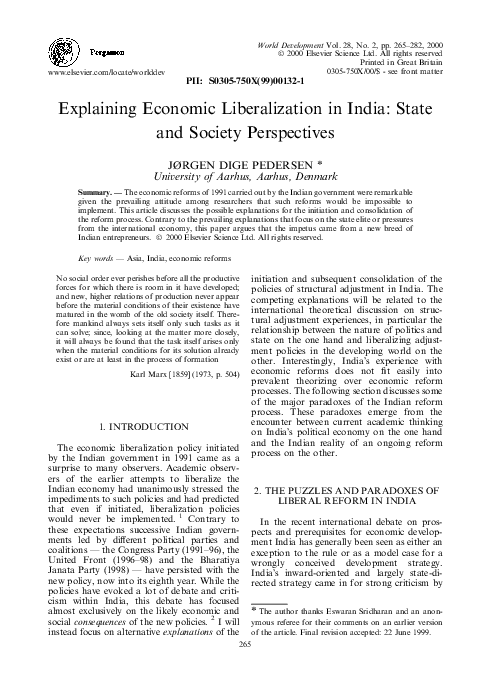(PDF) Explaining Economic Liberalization in India: State and Society ...