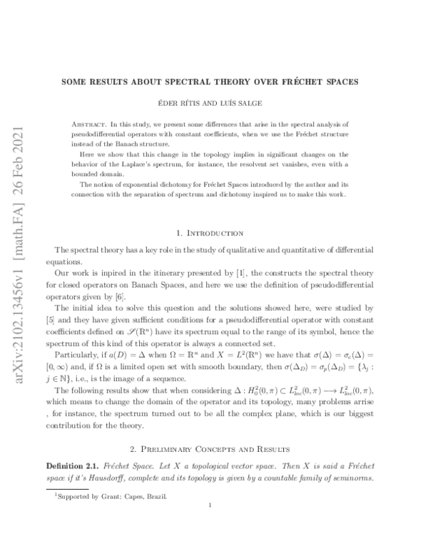 (PDF) Some results about spectral theory over Fréchet spaces