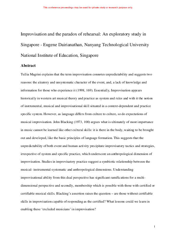 Improvisation and the paradox of rehearsal: an exploratory study in ...