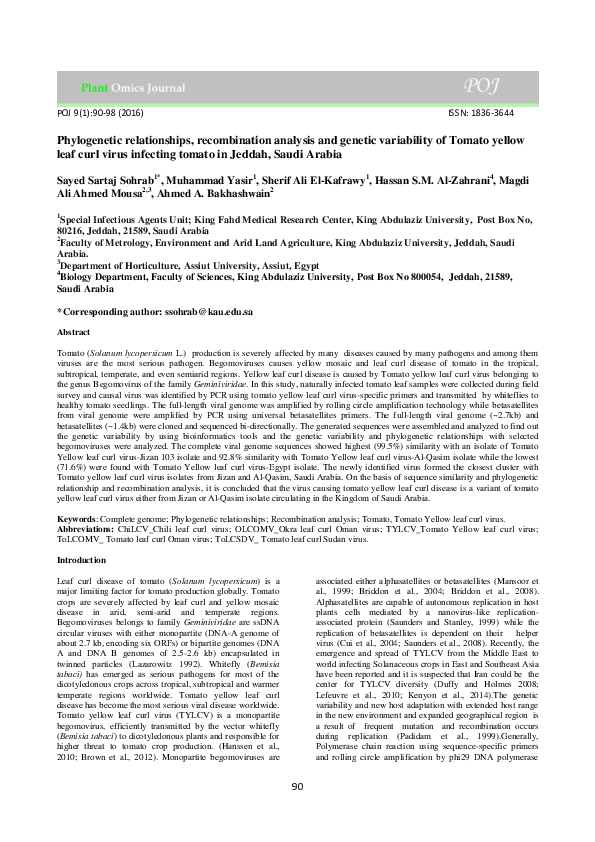 (PDF) Phylogenetic relationships, recombination analysis and genetic ...