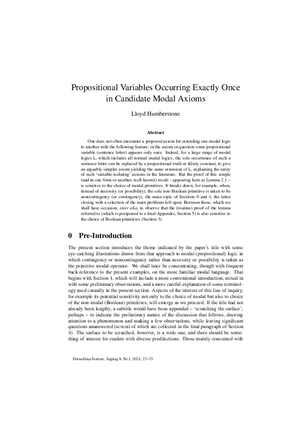 (PDF) Propositional Variables Occurring Exactly Once in CandidateModal ...