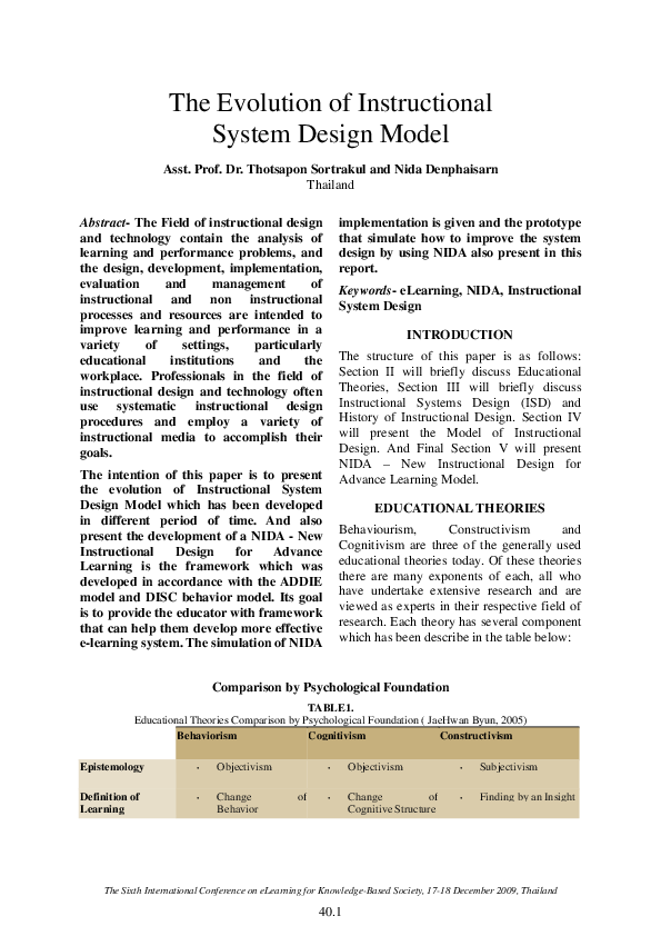 (PDF) The Evolution of Instructional System Design Model