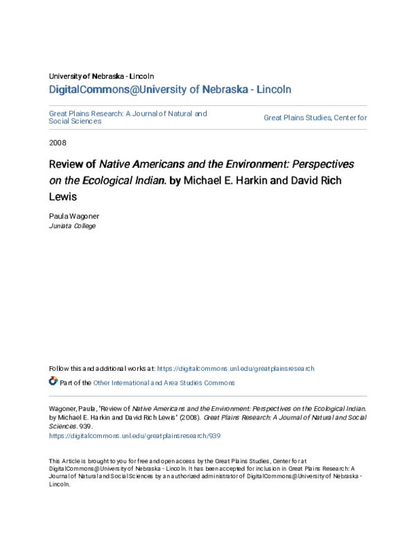 (PDF) Native Americans and the Environment: Perspectives on the ...