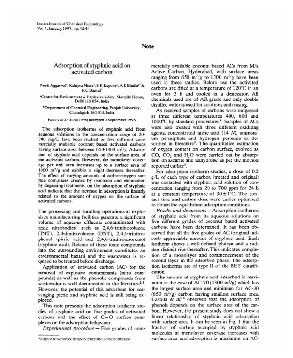 (PDF) Adsorption of styphnic acid on activated carbon