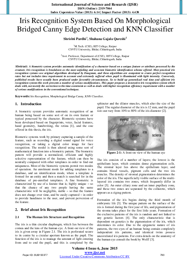(PDF) Iris Recognition System Based On Morphological Bridged Canny Edge Detection and KNN ...