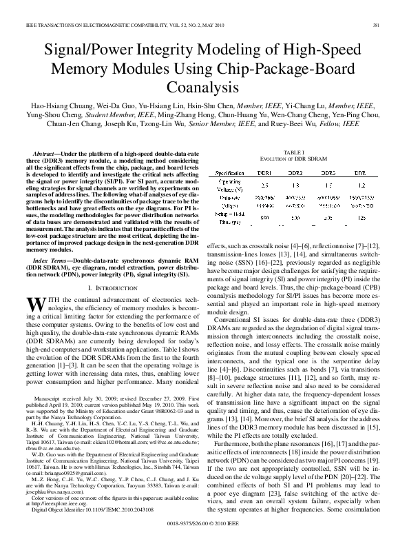 (PDF) Signal/Power Integrity Modeling of High-Speed Memory Modules ...