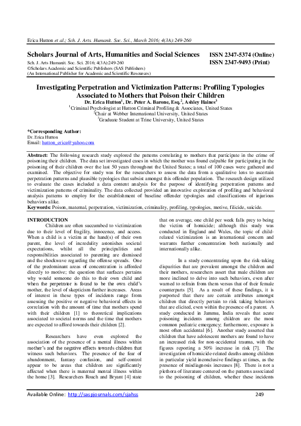 (PDF) Investigating Perpetration and Victimization Patterns: Profiling ...