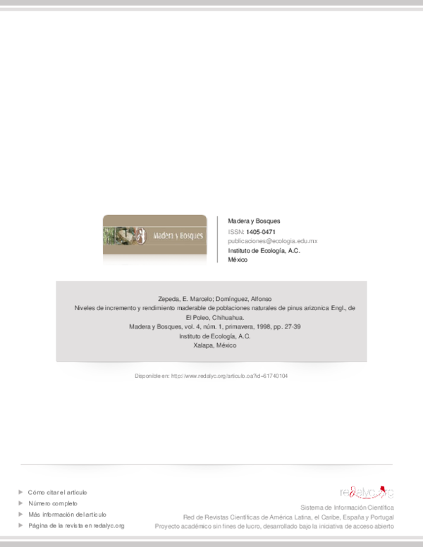 (PDF) Niveles de incremento y rendimiento maderable de poblaciones ...