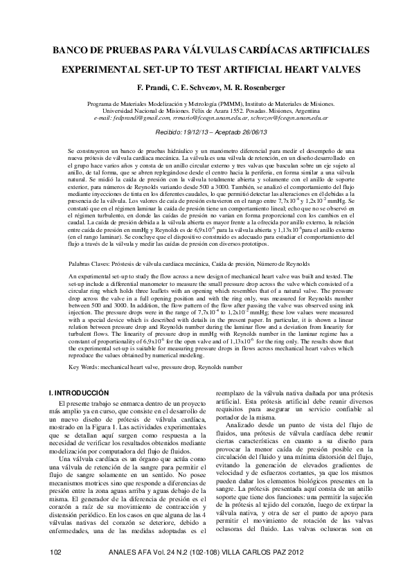 (PDF) Banco De Pruebas Para Válvulas Cardíacas Artificiales