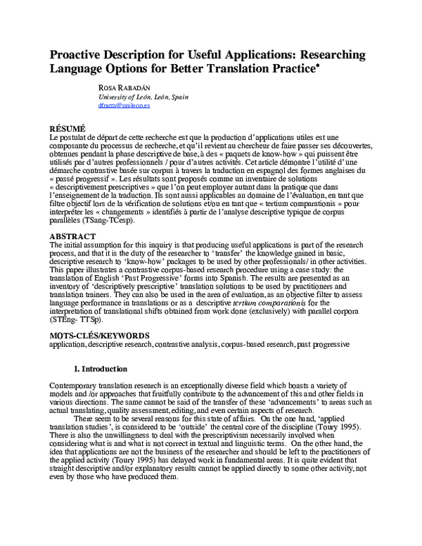 (PDF) Proactive Description for Useful Applications: Researching ...