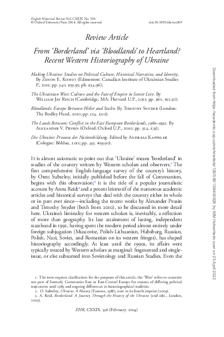 (PDF) From 'Borderland' via 'Bloodlands' to Heartland? Recent Western ...