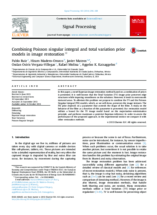 (PDF) Combining Poisson singular integral and total variation prior ...