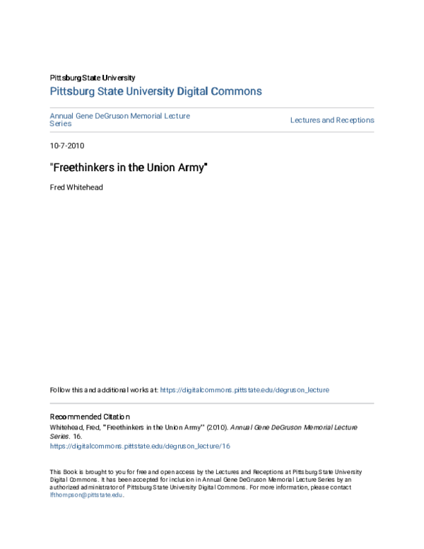 (PDF) Freethinkers in the Union Army