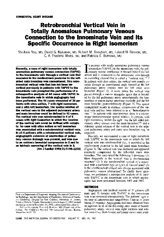 (PDF) Retrobronchial vertical vein in totally anomalous pulmonary ...