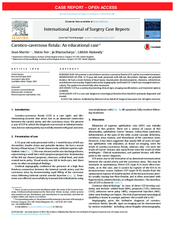 (PDF) Carotico-cavernous fistula: An educational case | Likhith ...