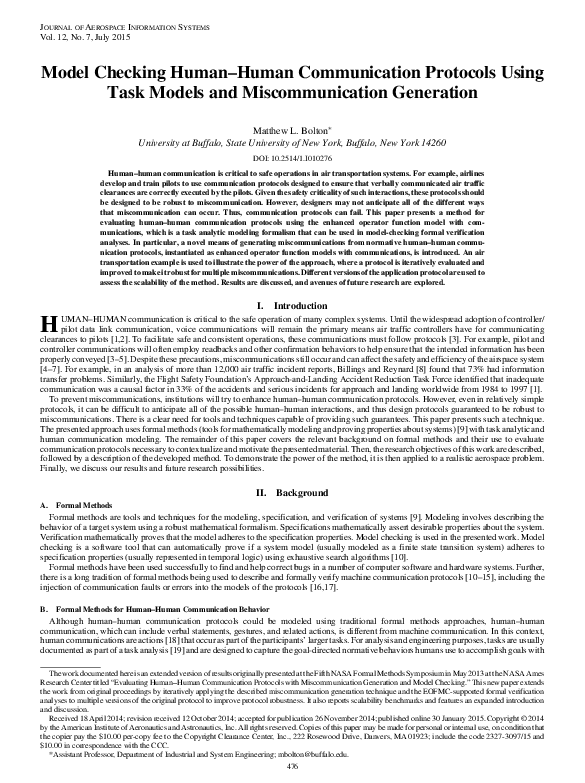 (PDF) Model Checking Human–Human Communication Protocols Using Task ...