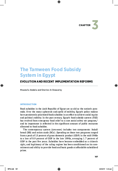 (PDF) The Tamween Food Subsidy System in Egypt: Evolution and Recent ...