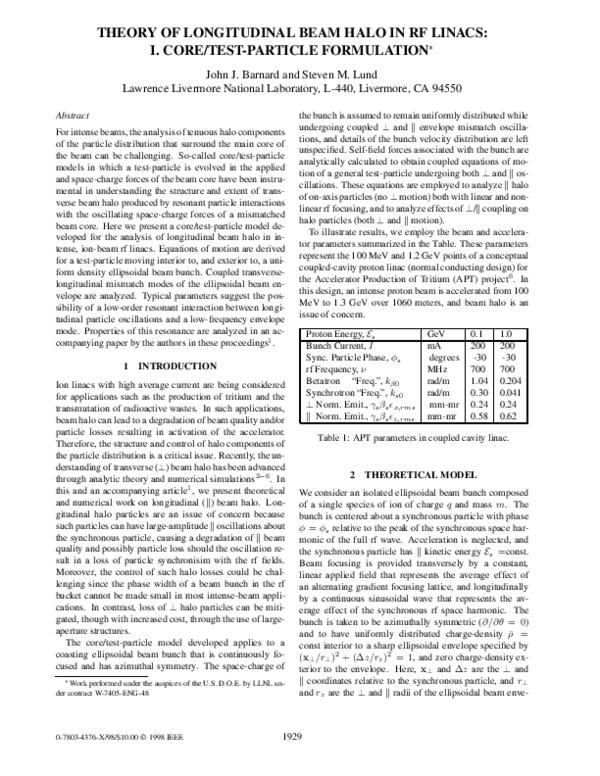 (PDF) Theory of longitudinal beam halo in RF linacs. II. Envelope-particle resonances